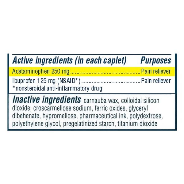 Advil Dual Action Coated Caplets with Acetaminophen, 250 Mg Ibuprofen ...